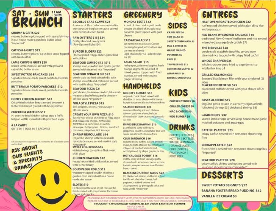 Monday | Restaurant + Bar Menu | New Orleans Dining Experience