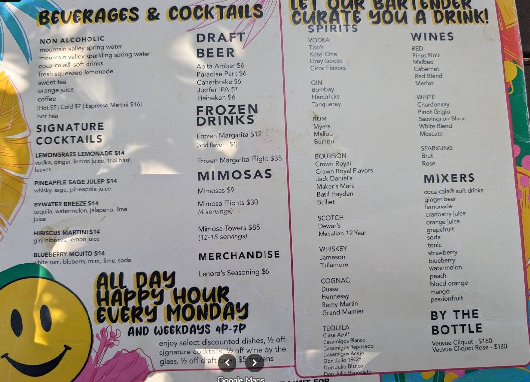 Monday | Restaurant + Bar Menu | New Orleans Dining Experience